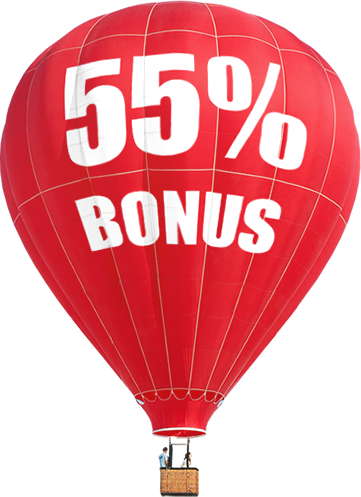 在您的帐户中获得55%赠金！